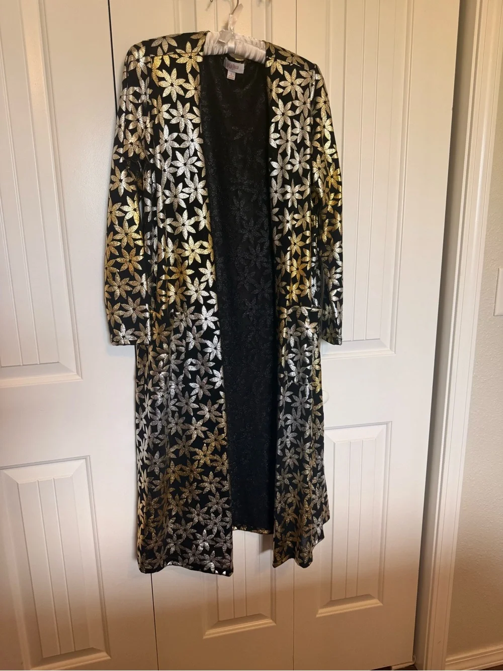 LuLaRoe | Jackets & Coats | Lularoe Black Duster With Gold And Silver ...